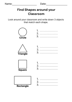 Matching Shapes with Their Names Worksheet – Version 2 - Name: Date ...