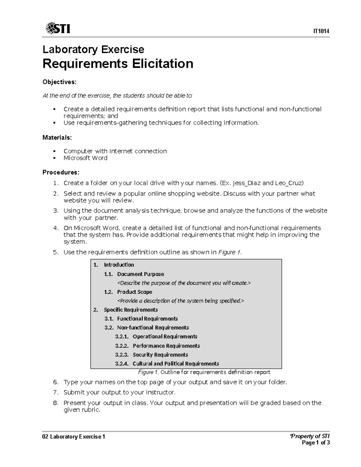 02 IT Laboratory Exercise 1: Requirements Elicitation Guide - Studocu