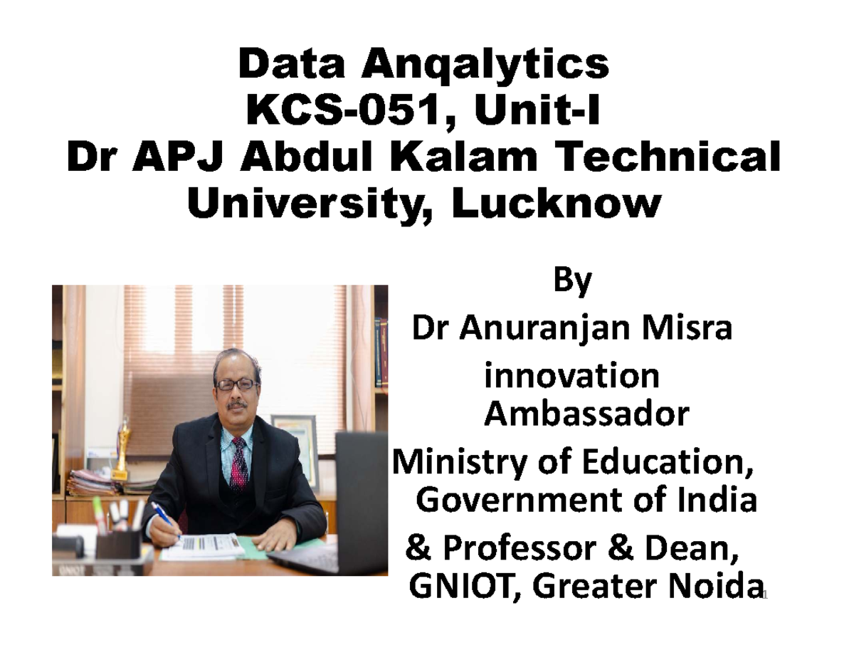 Data Analytics Syllabus - Dr APJ Abdul Kalam Technical University - Studocu