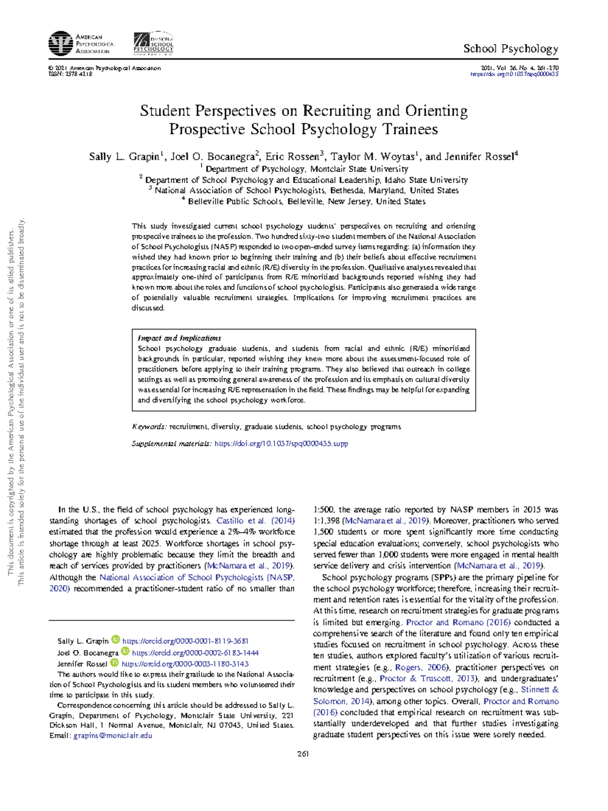 Student Perspectives on Recruitment Strategies in School Psychology ...