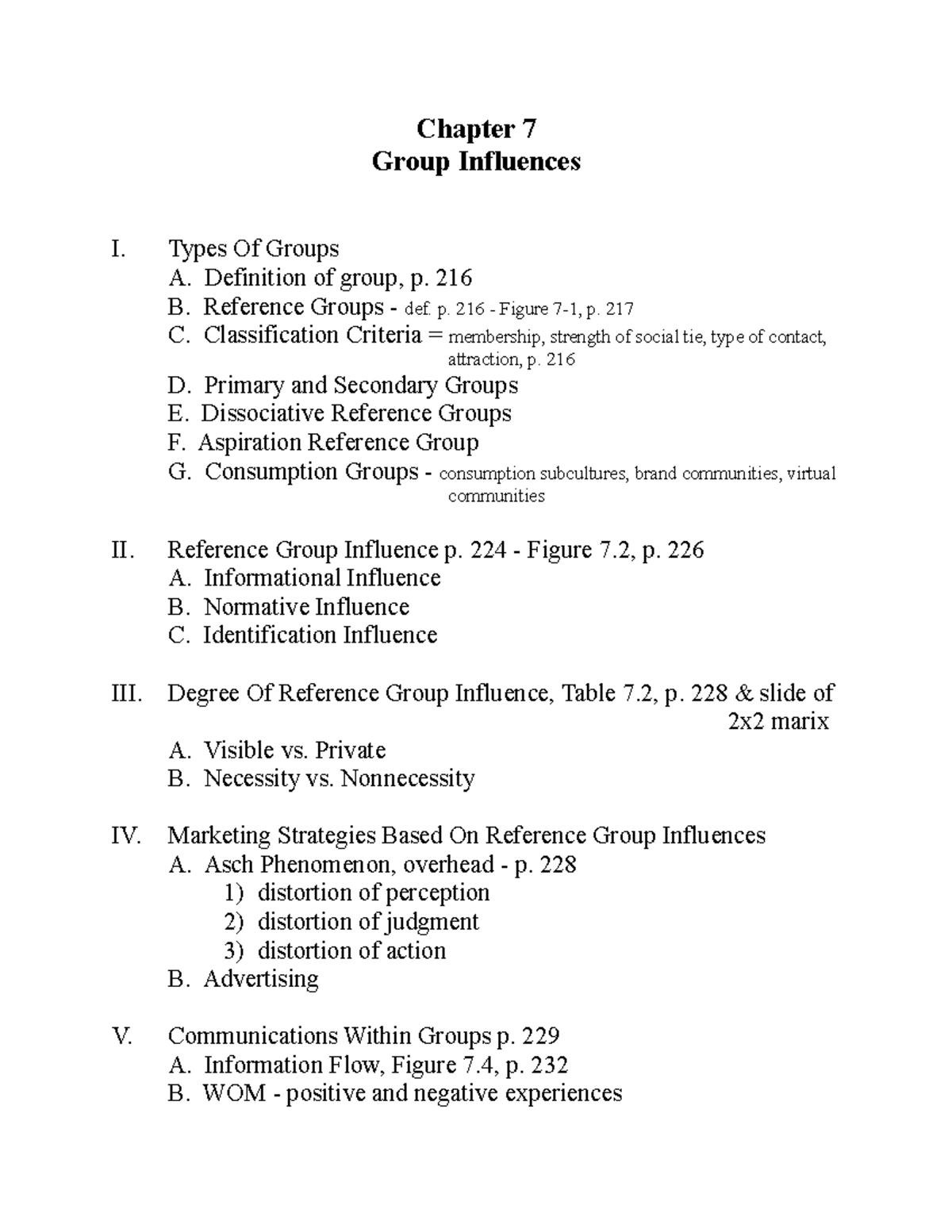 Chapter 7 outline - Chapter 7 Group Influences I. Types Of Groups A ...