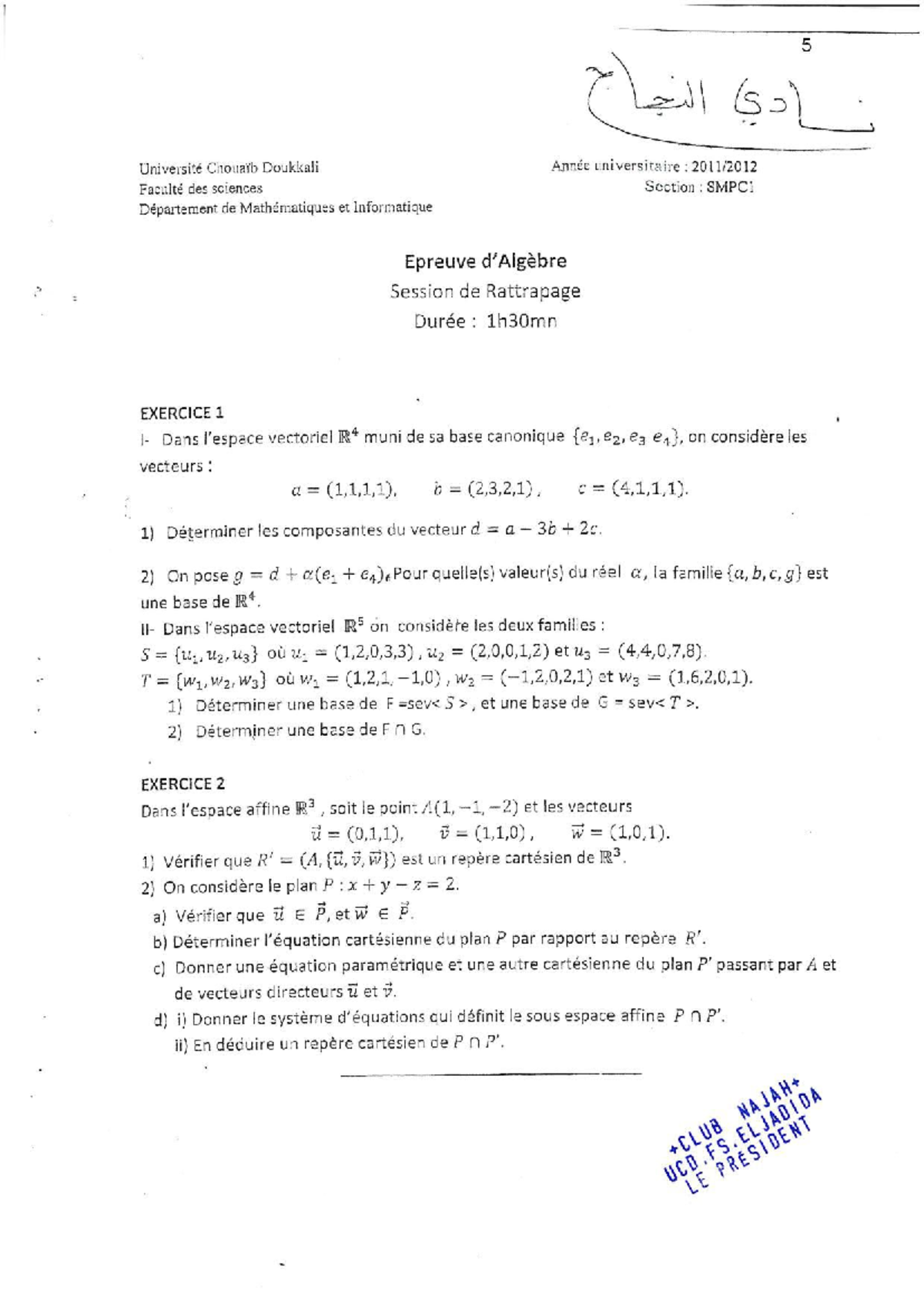 Algebre (2) EX3 - Studocu
