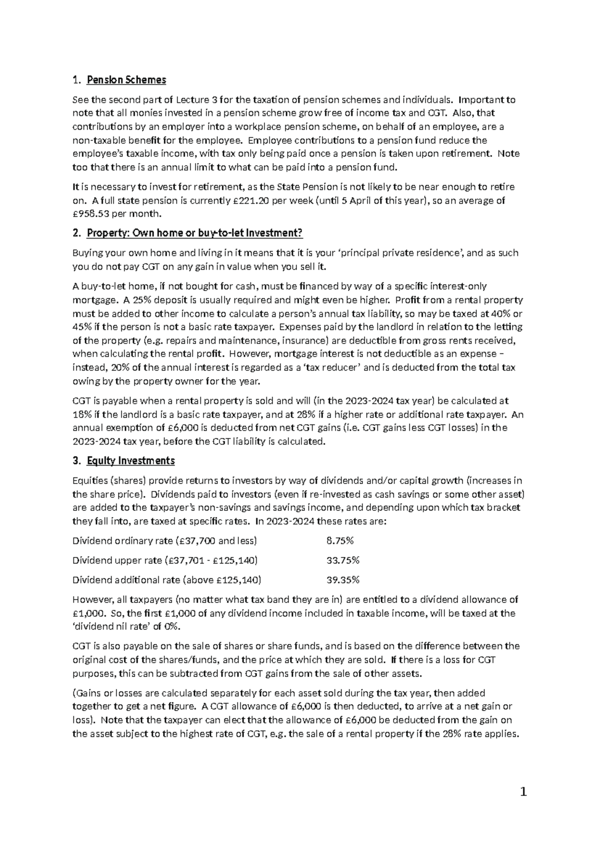 Coursework Notes 25 - ECE4R: Taxation of Pension Schemes and ...