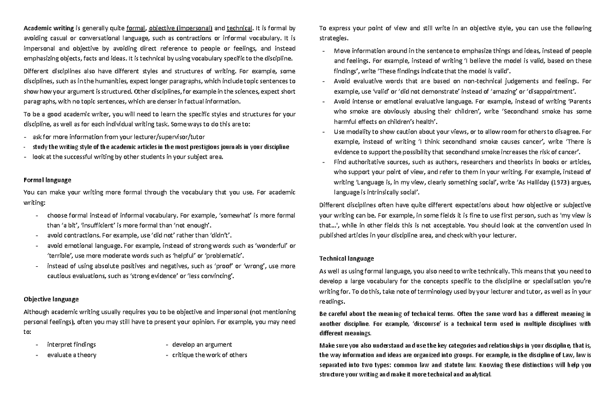 Academic Writing Strategies: Enhancing Formal, Objective & Technical ...