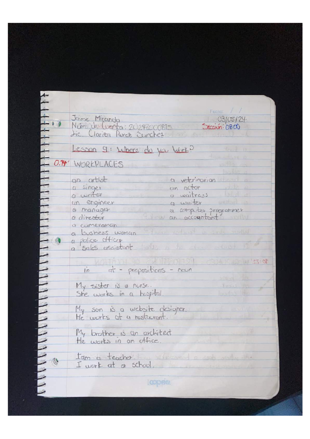 Lesson 9: Understanding Workplaces and Prepositions - Studocu