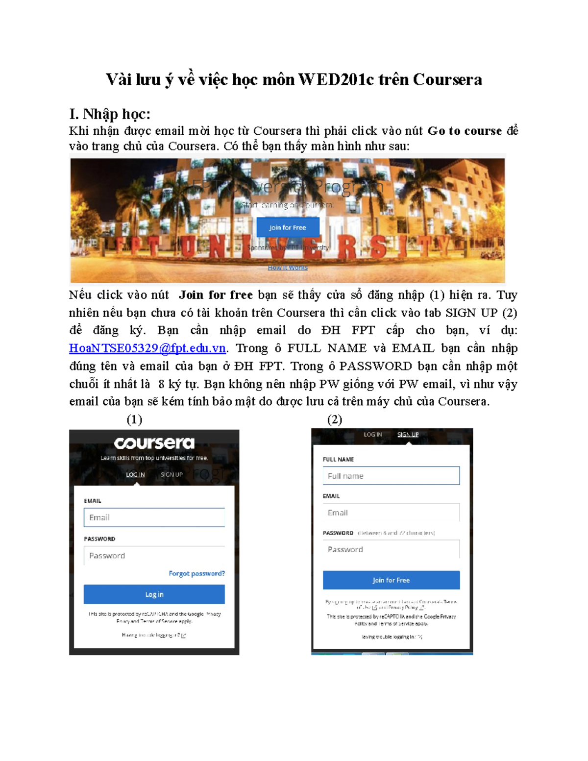 Hướng Dẫn Học WED201c Trên Coursera: Lưu Ý và Cách Thức Đăng Ký - Studocu