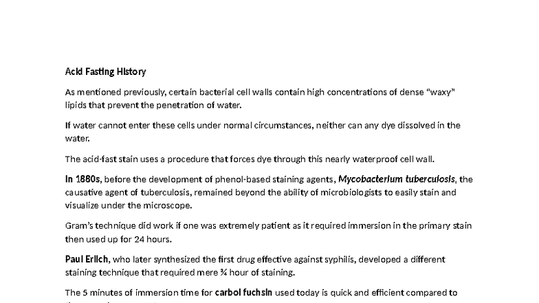 Acid-Fast Staining History: Techniques & Discoveries - Studocu