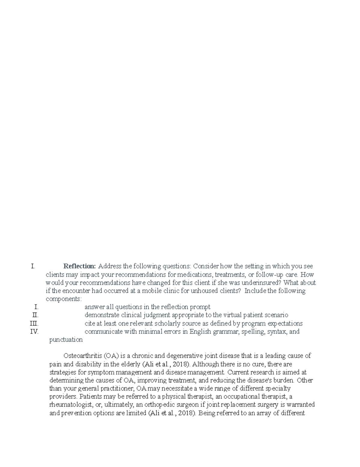 NR511 Week 7 i Human Assignment Reflection - I. Reflection: Address the ...