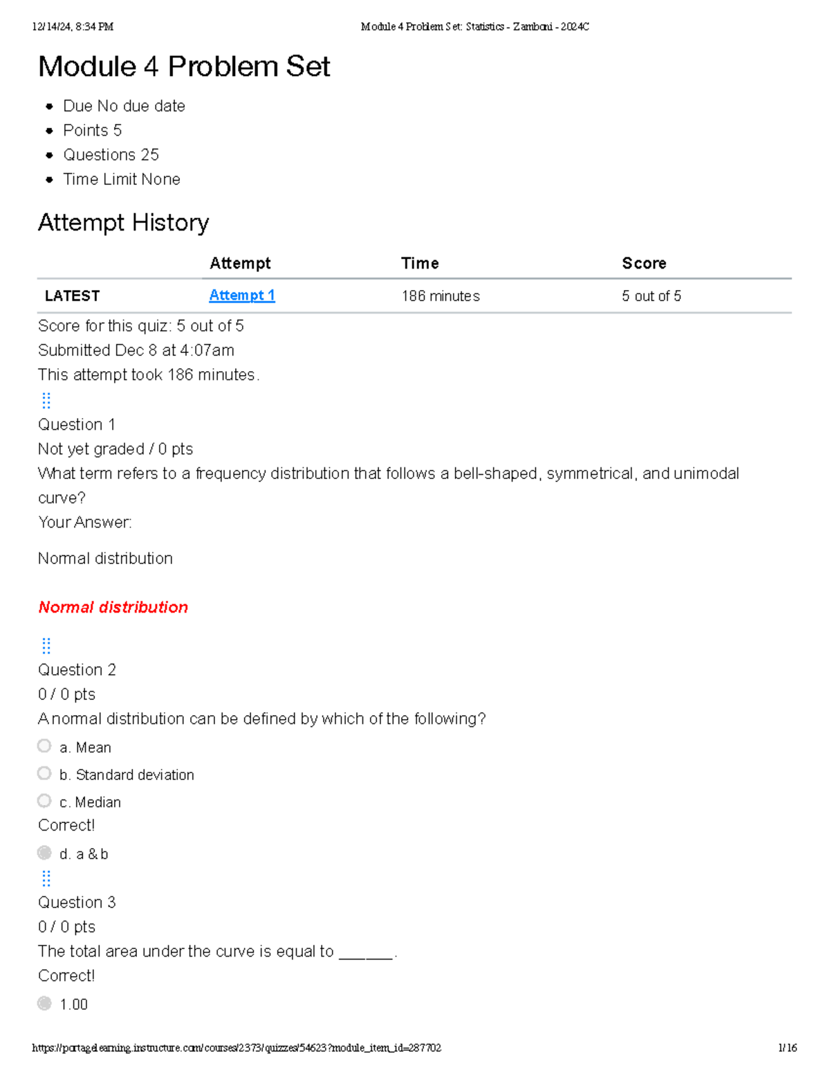 Module 4 - Statistics Problem Set (2024C) - Zamboni - Studocu