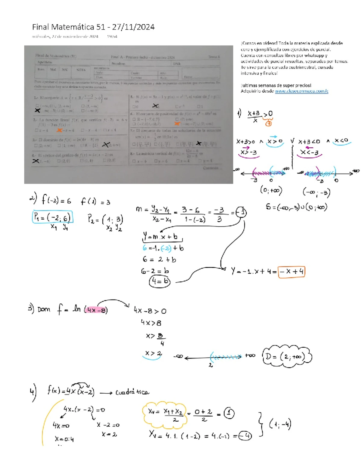 Final Examen Matemáticas (51): Modelo de Preguntas y Respuestas - Studocu