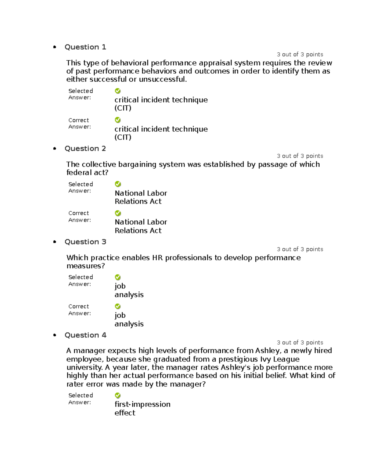 BUS409 Week 3 Quiz - Week 3 Quiz - Question 1 3 out of 3 points This ...