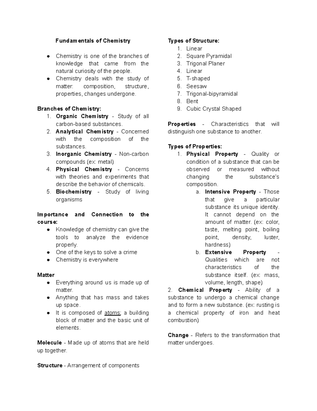 General Chemistry (CHEM 101): Fundamentals and Key Concepts - Studocu