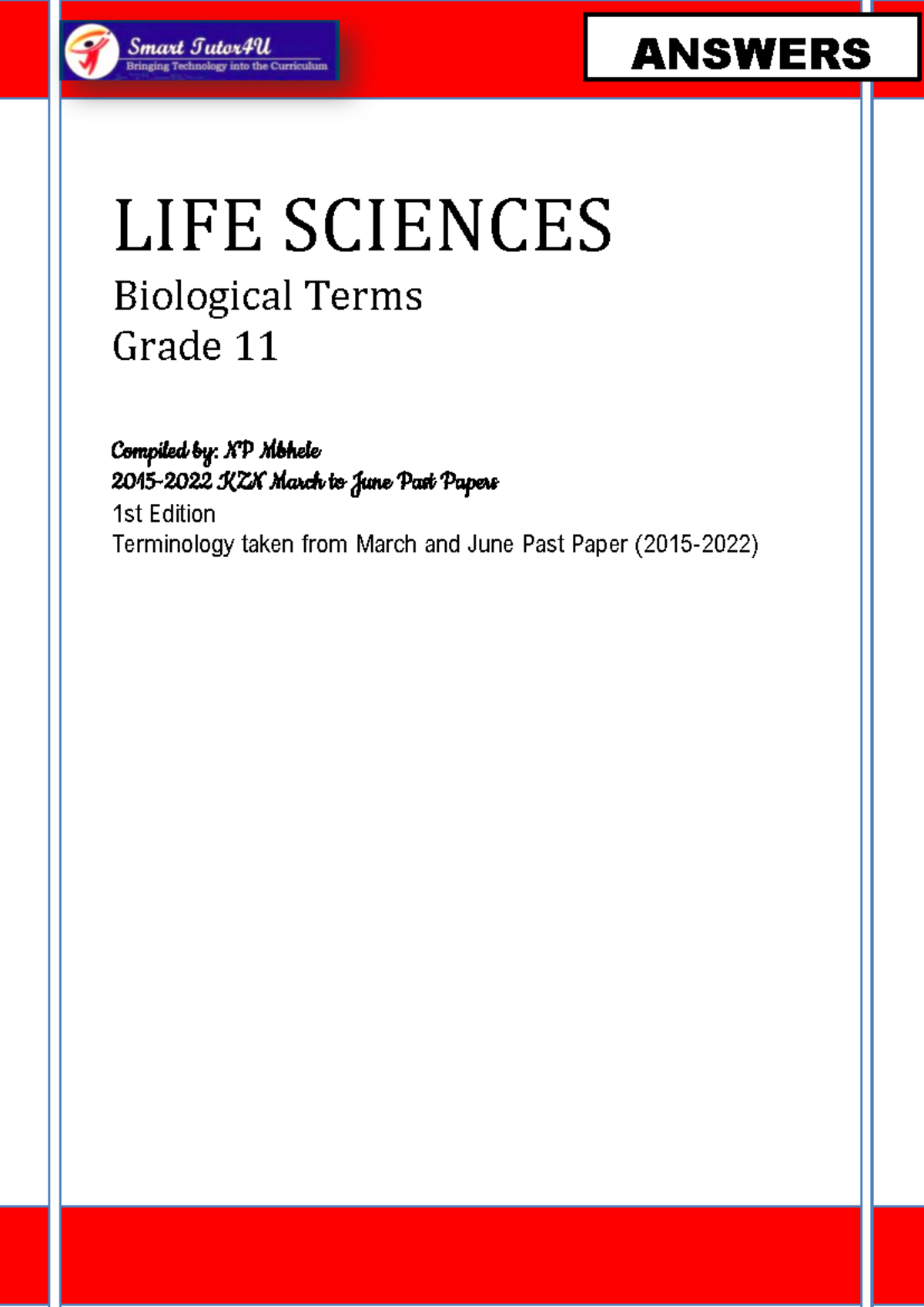 LIFE SCIENCES Grade 11 Terminology Answers: NP Mbhele KZN March-June ...