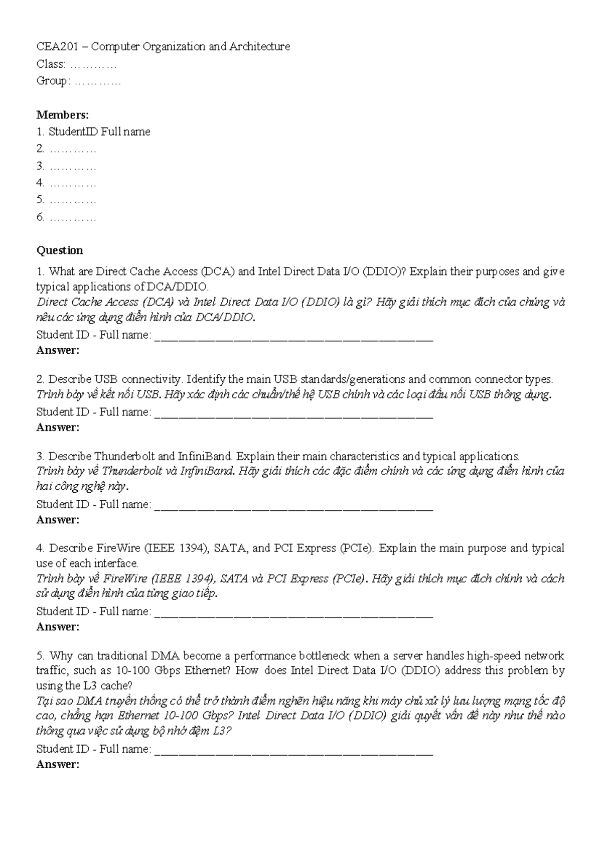 CEA201 Computer Organization & Architecture: TL07 Exercise Group XX ...