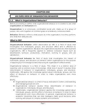 Chapter Two - organizational behavior - Chapter Two: FOUNDATION OF ...