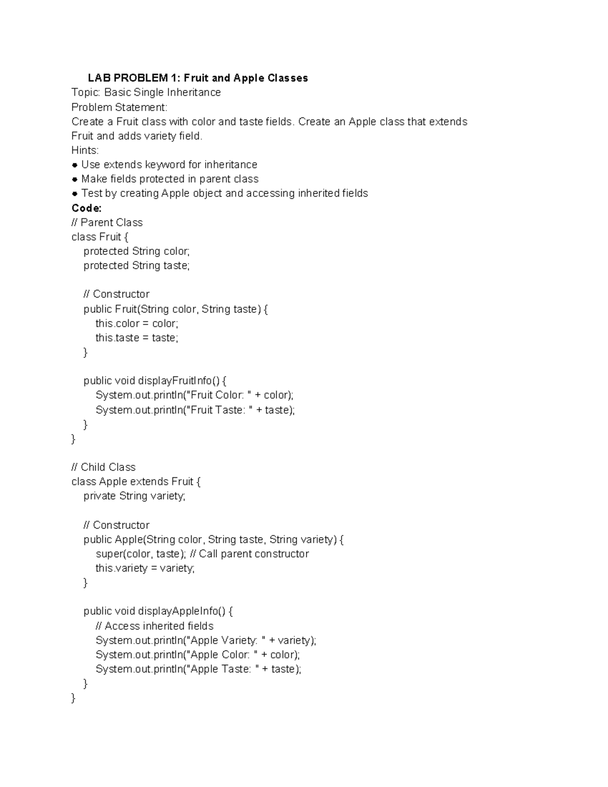 LAB PROBLEMS: Inheritance, Constructors & Polymorphism (Week 6) - Studocu
