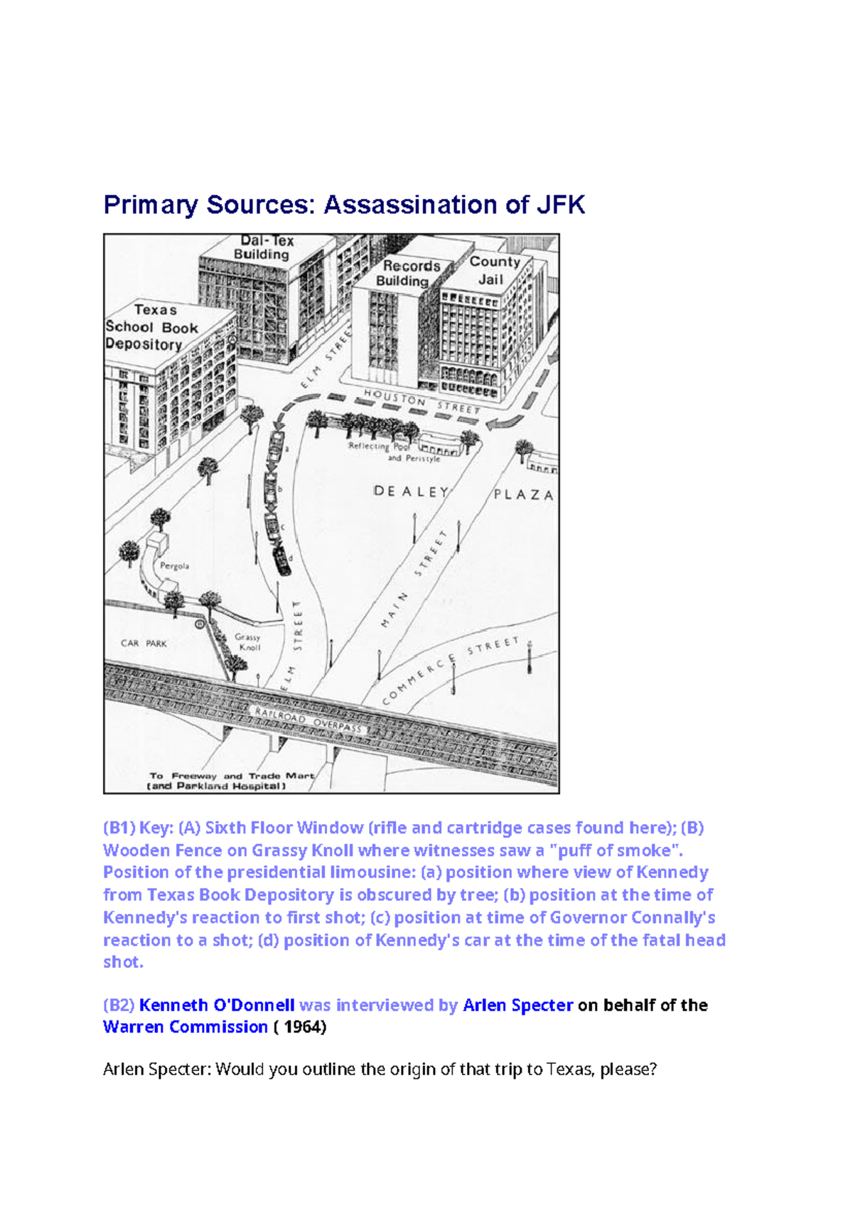 Primary Sources: JFK Assassination Analysis (B1-B27) - Studocu