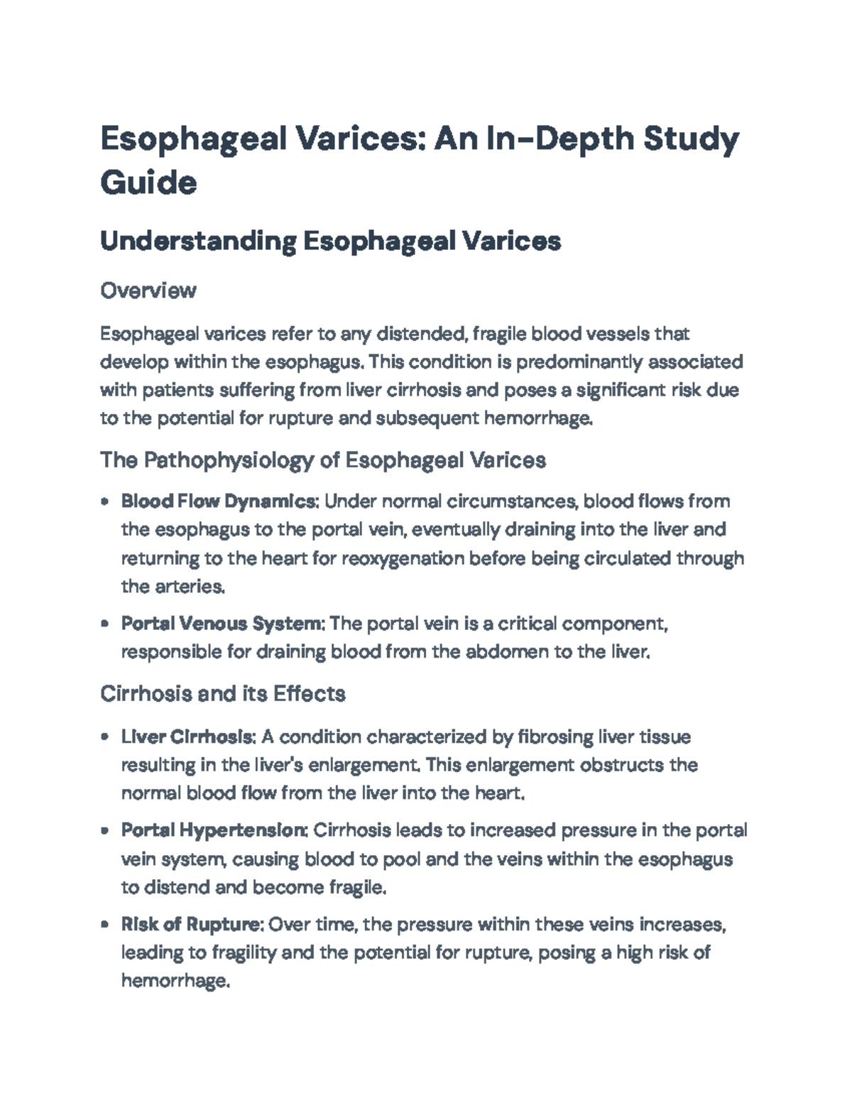 Esophageal Varices: Pathophysiology, Symptoms, and Management Guide ...