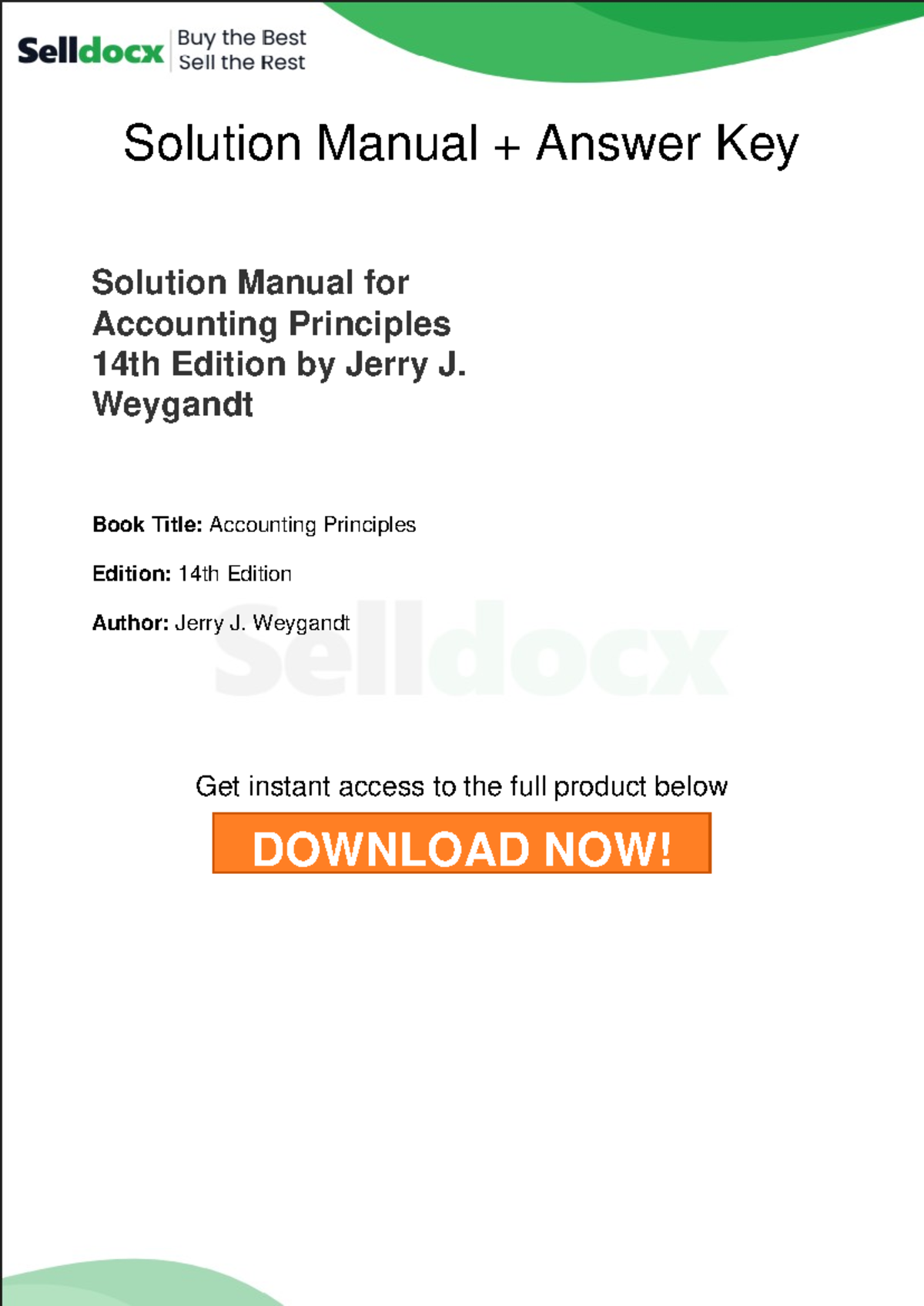 Solution Manual for Accounting Principles 14th Ed. by Weygandt - Studocu