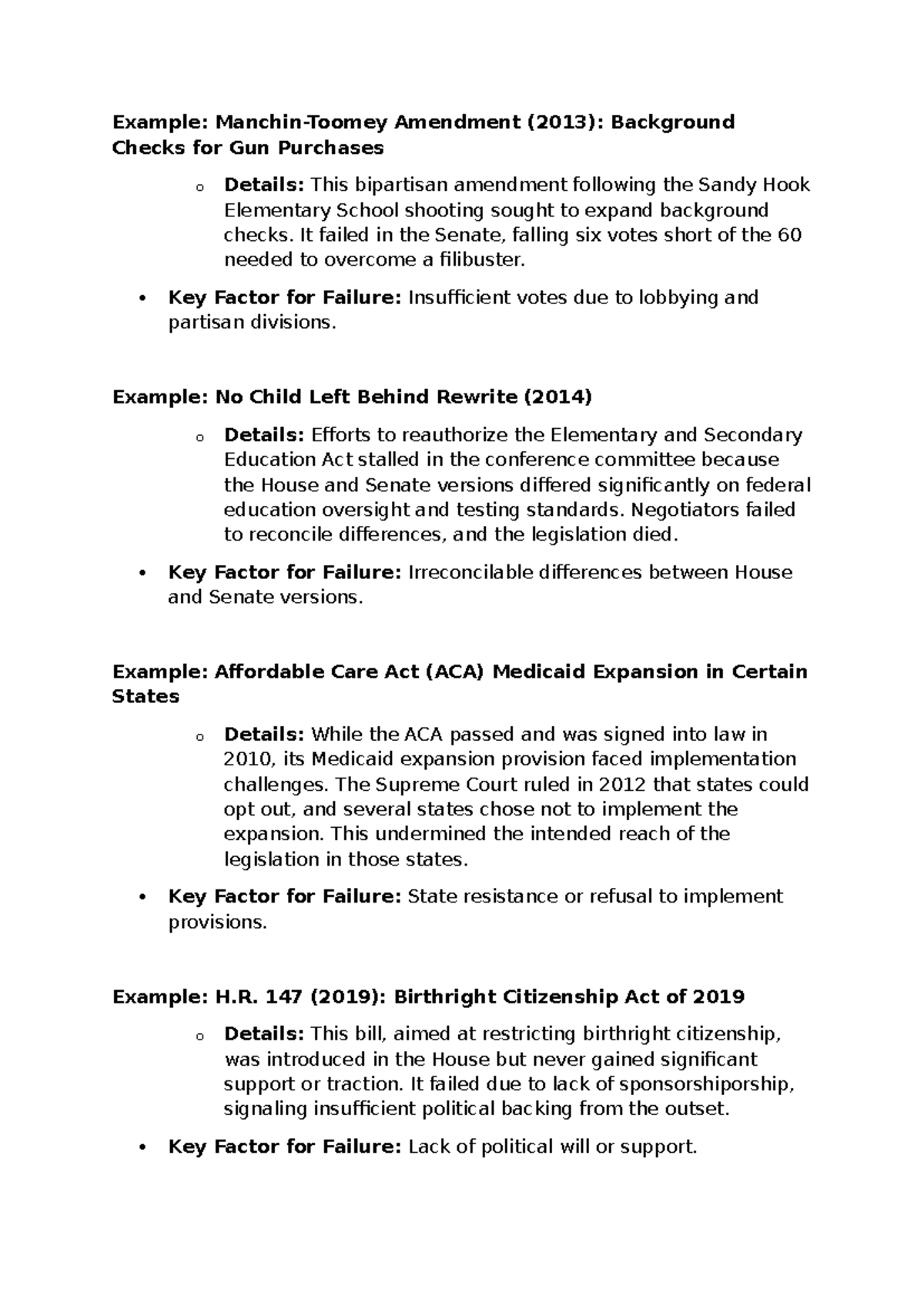 Legislation Failures: Key Examples and Factors for Breakdown - Studocu