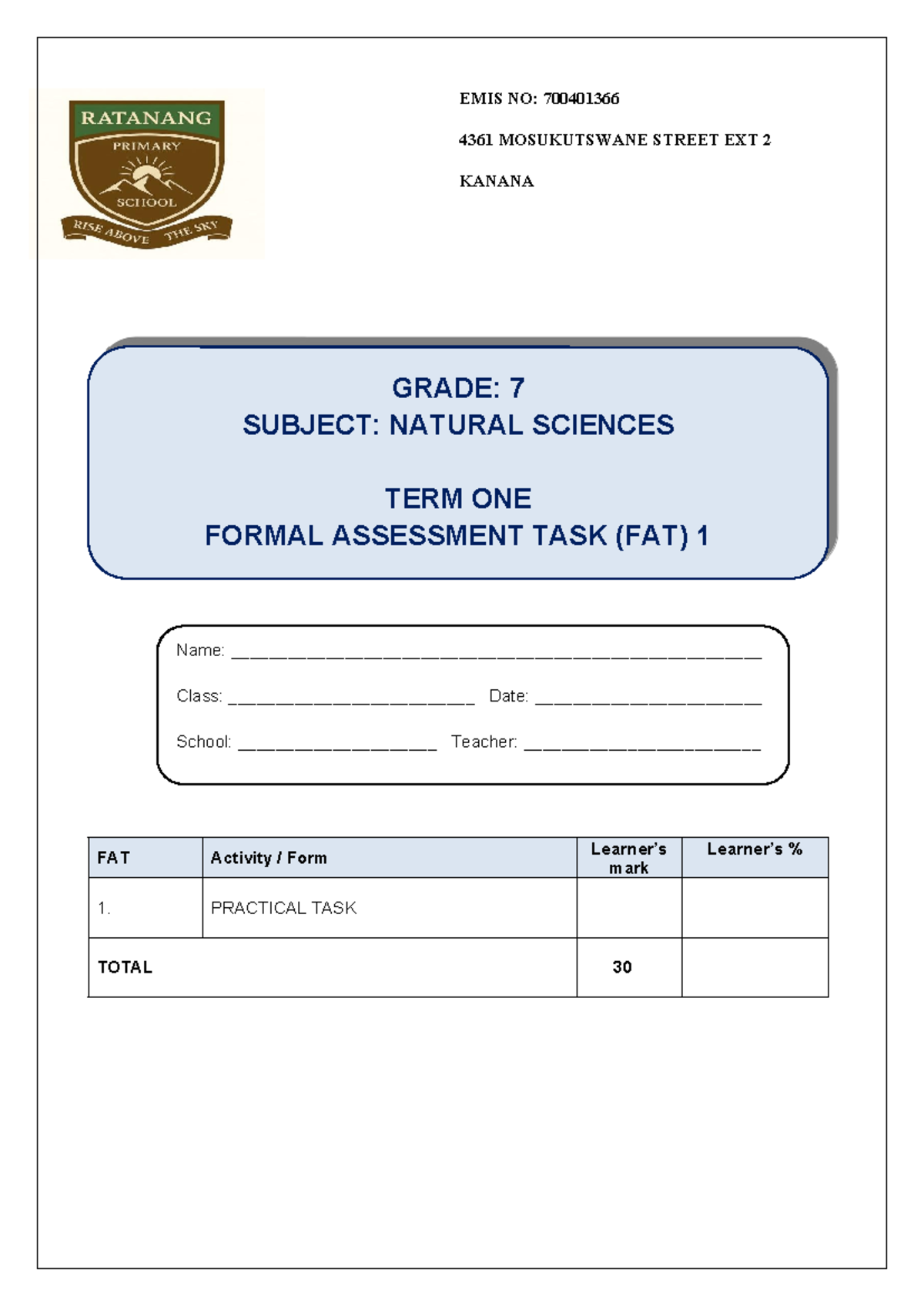NS Grade 7 Term 1 Practical Task: Investigating Plant Life Requirements ...