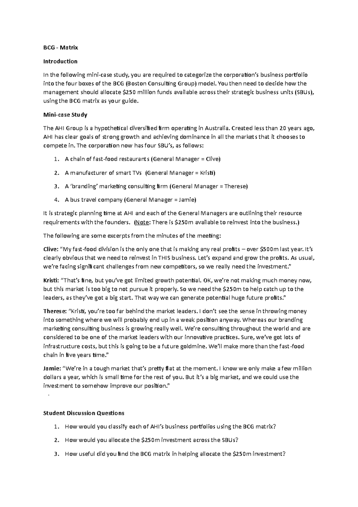 BCG Case Study: Strategic Portfolio Analysis and Investment Allocation ...