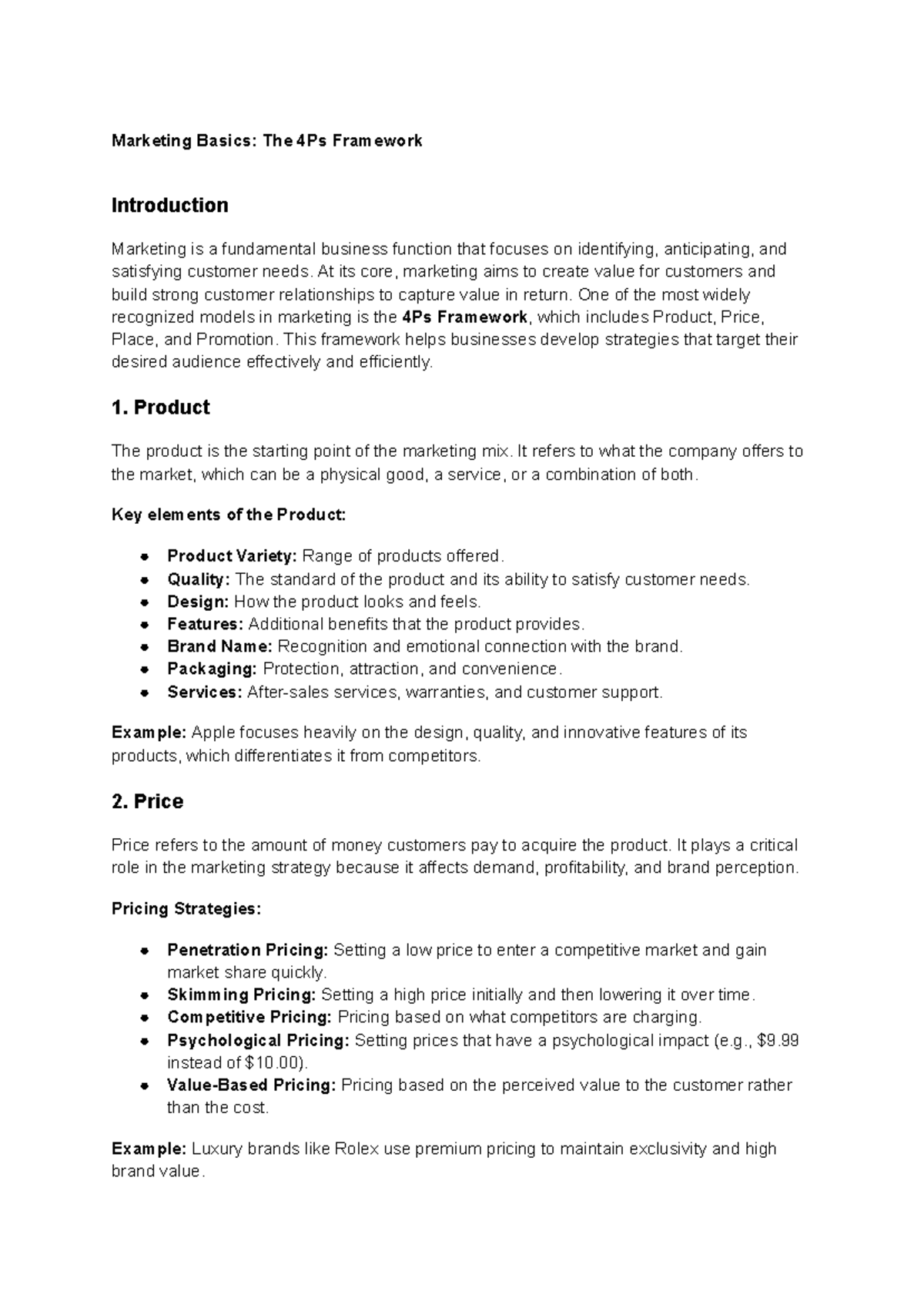 Marketing foundation - Marketing Basics: The 4Ps Framework Introduction ...