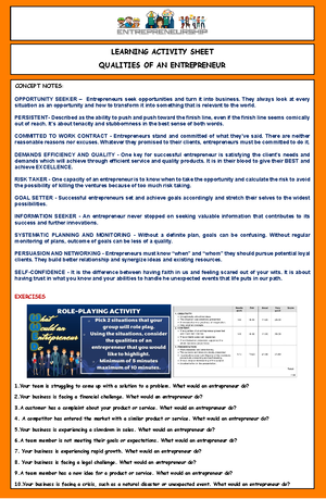 Entrepreneurship 101: Business Plan Essentials and Objectives - Studocu