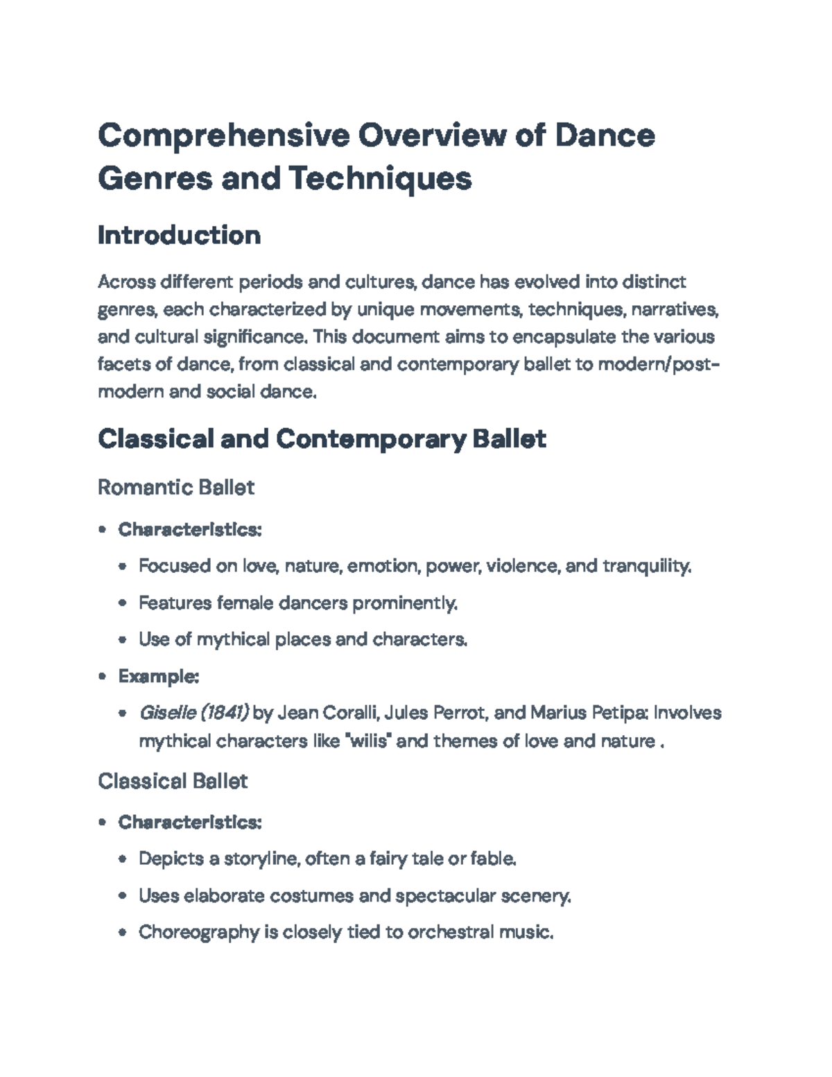 Comprehensive Overview of Dance Genres and Techniques - Comprehensive ...