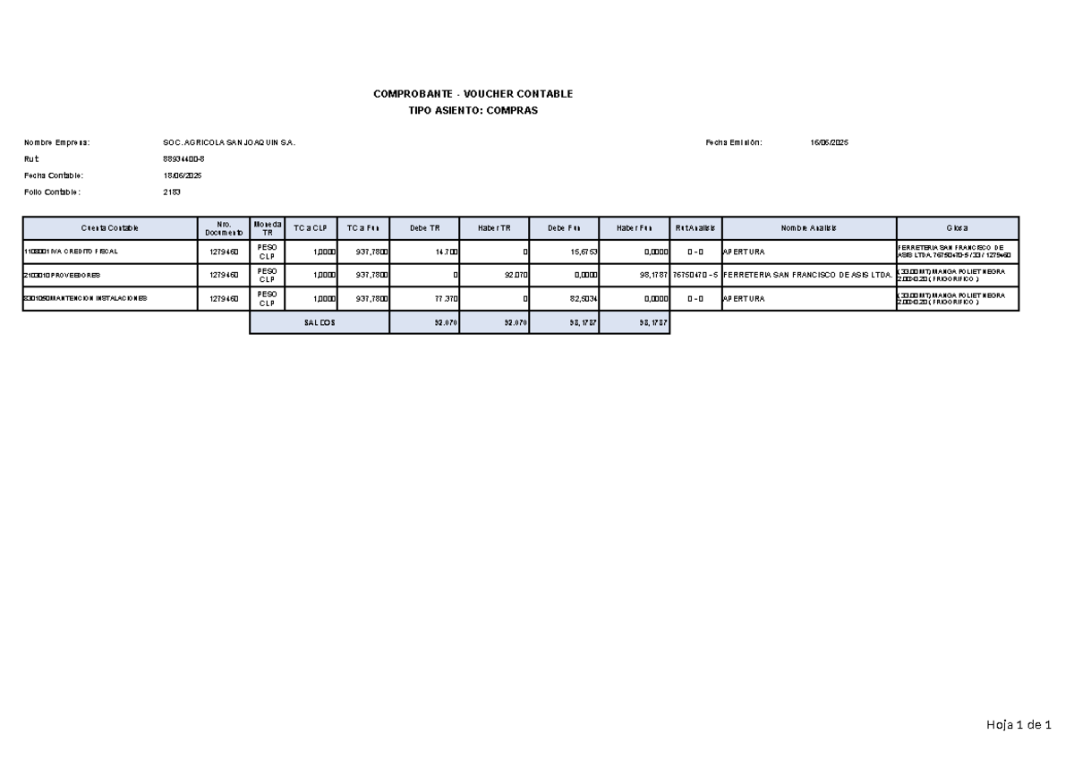 COMPROBANTE CONTABLE - VOUCHER DE COMPRAS 2025-06-18 - Studocu