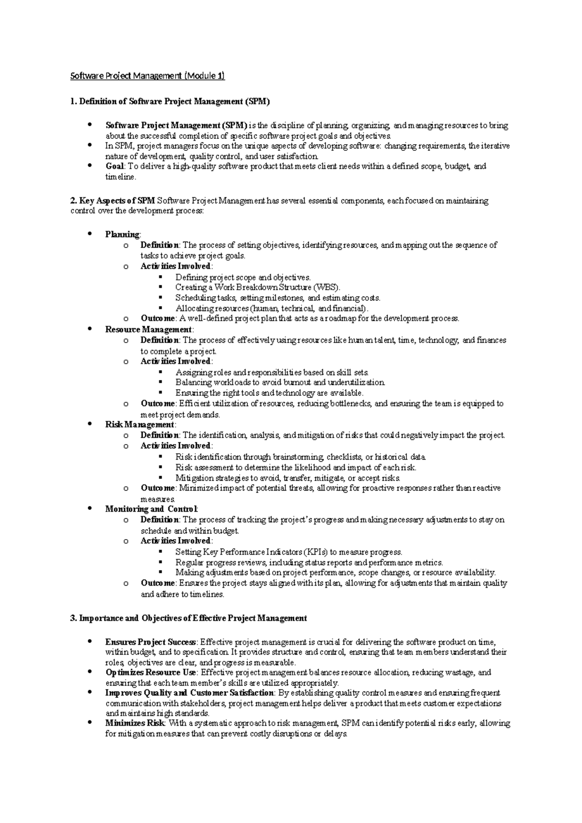 Software Project Management (SPM) Overview and Best Practices - Studocu