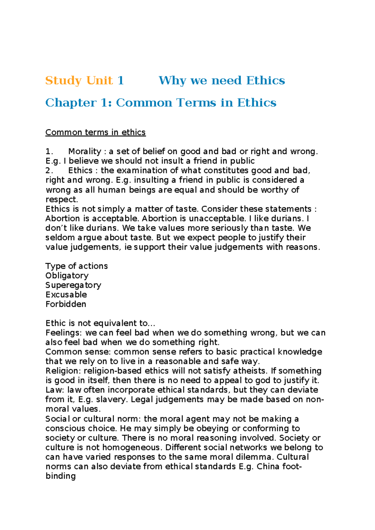 SCO101 Final Exam Study Guide: Understanding Ethics and Morality - Studocu