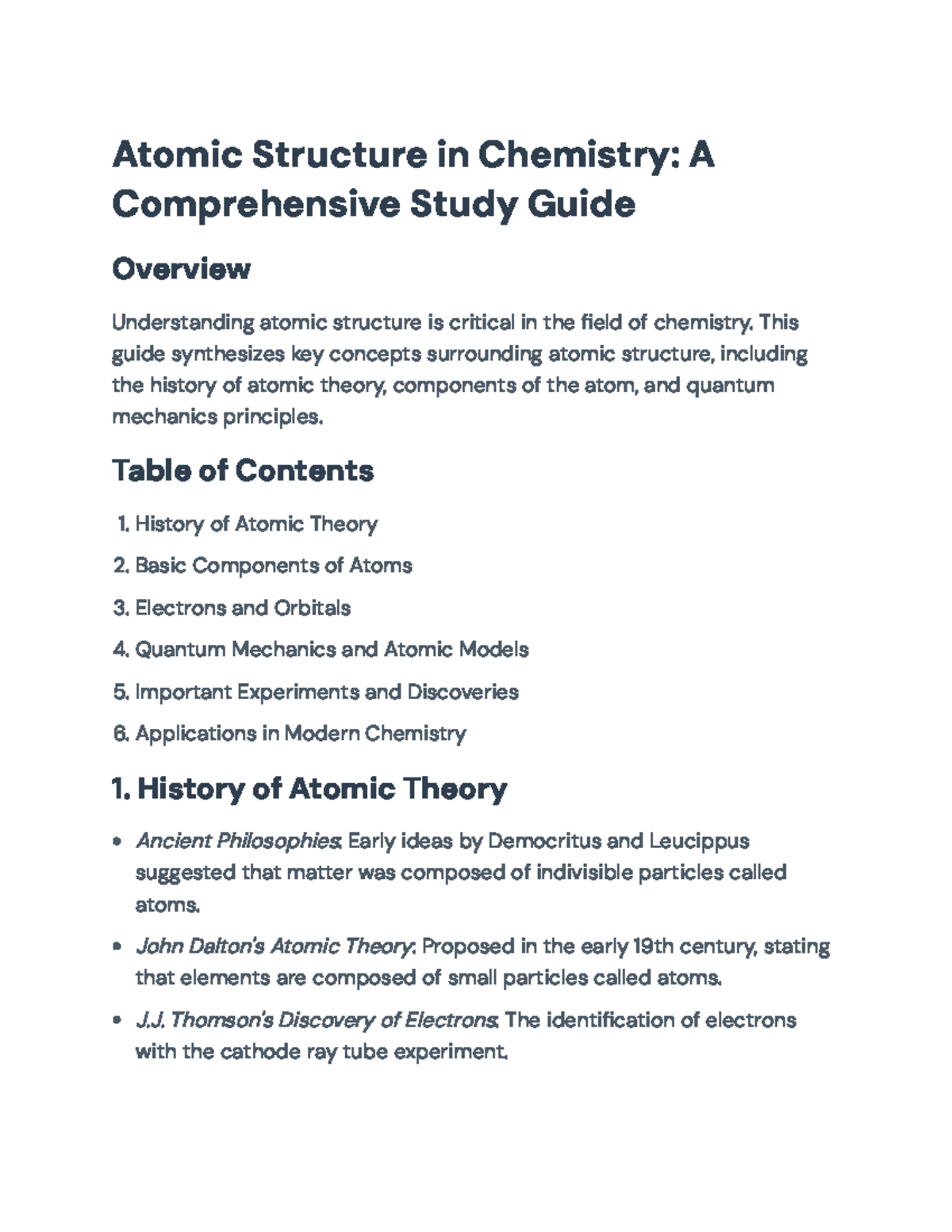 Atomic Structure in Chemistry: Comprehensive Study Guide - Atomic ...