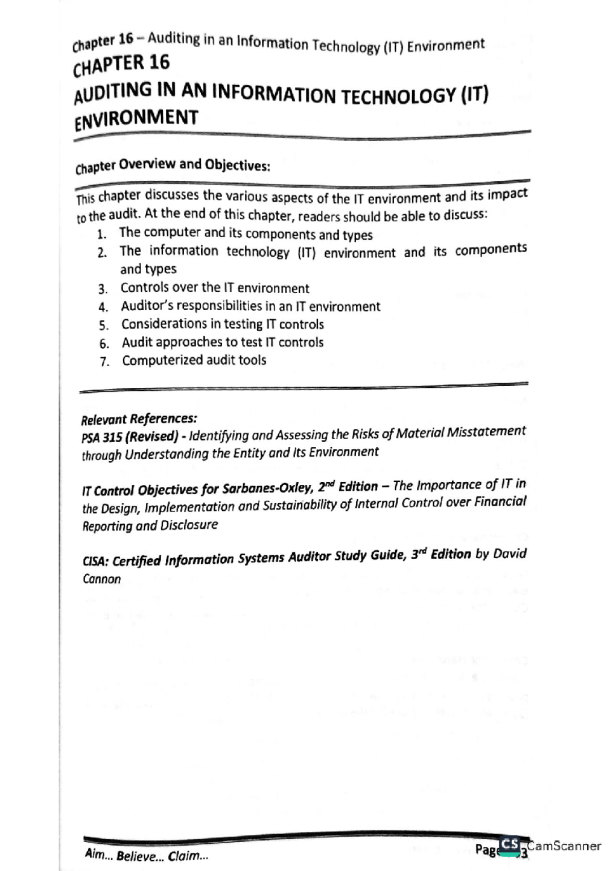 Chapter 16: Auditing in an IT Environment - Key Concepts and Controls ...