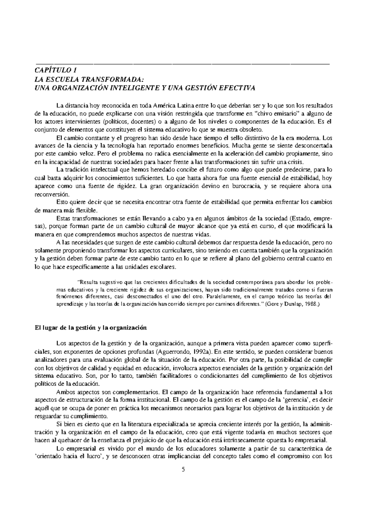 Capítulo 1 La Escuela Transformada Y Su Gestión Efectiva Studocu