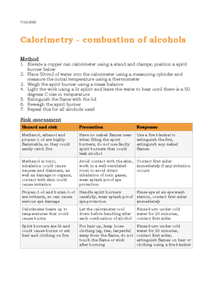RP5 chem risk assessment - Risk Hazard Risk prevention Response to ...