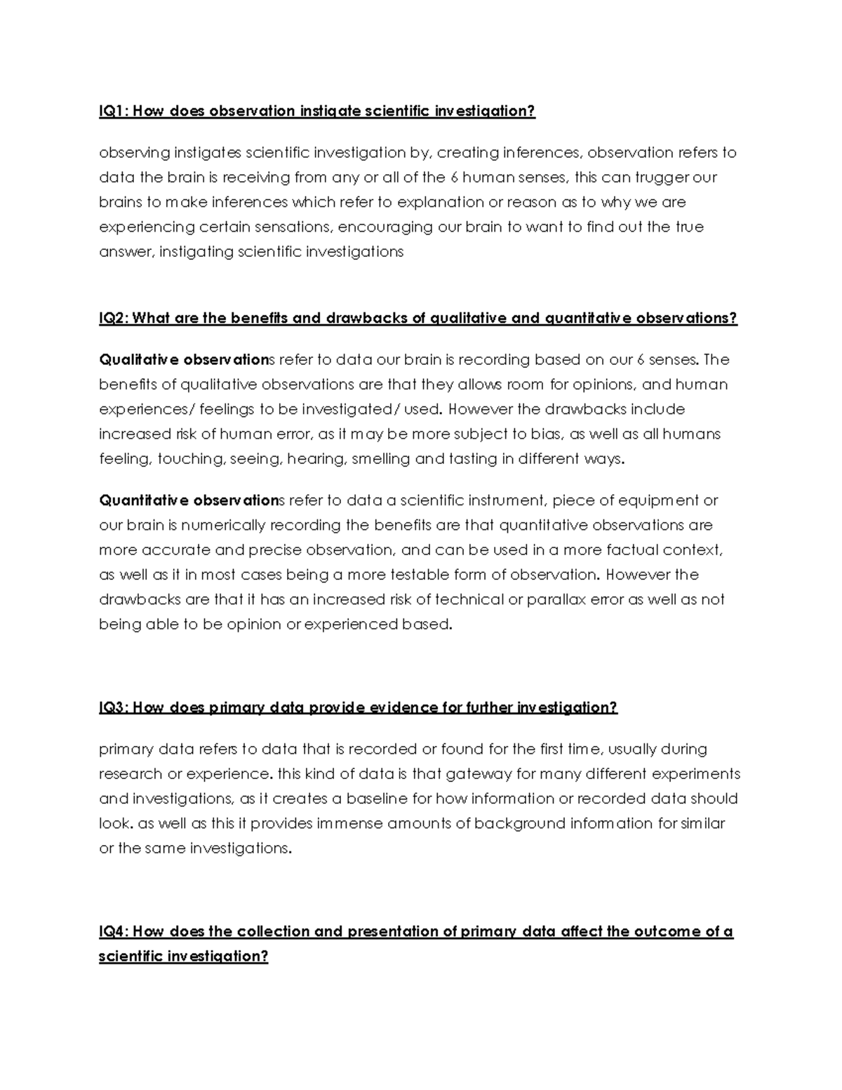 IQ1-IQ5: Study Notes on Observation & Data in Cause and Effect Module ...