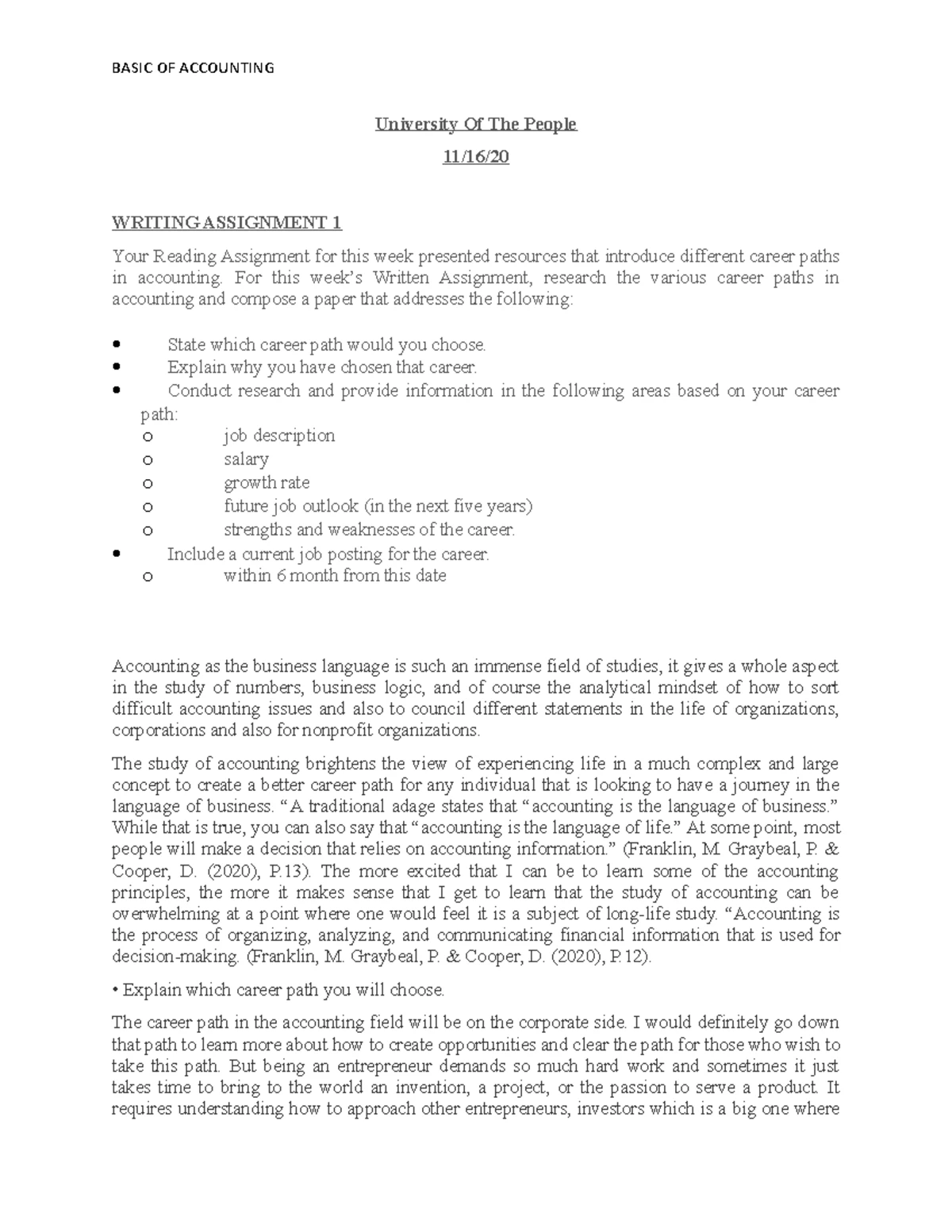 Unit 2 Accounting Assignment: Urban Path Co. Journal Entries - Studocu