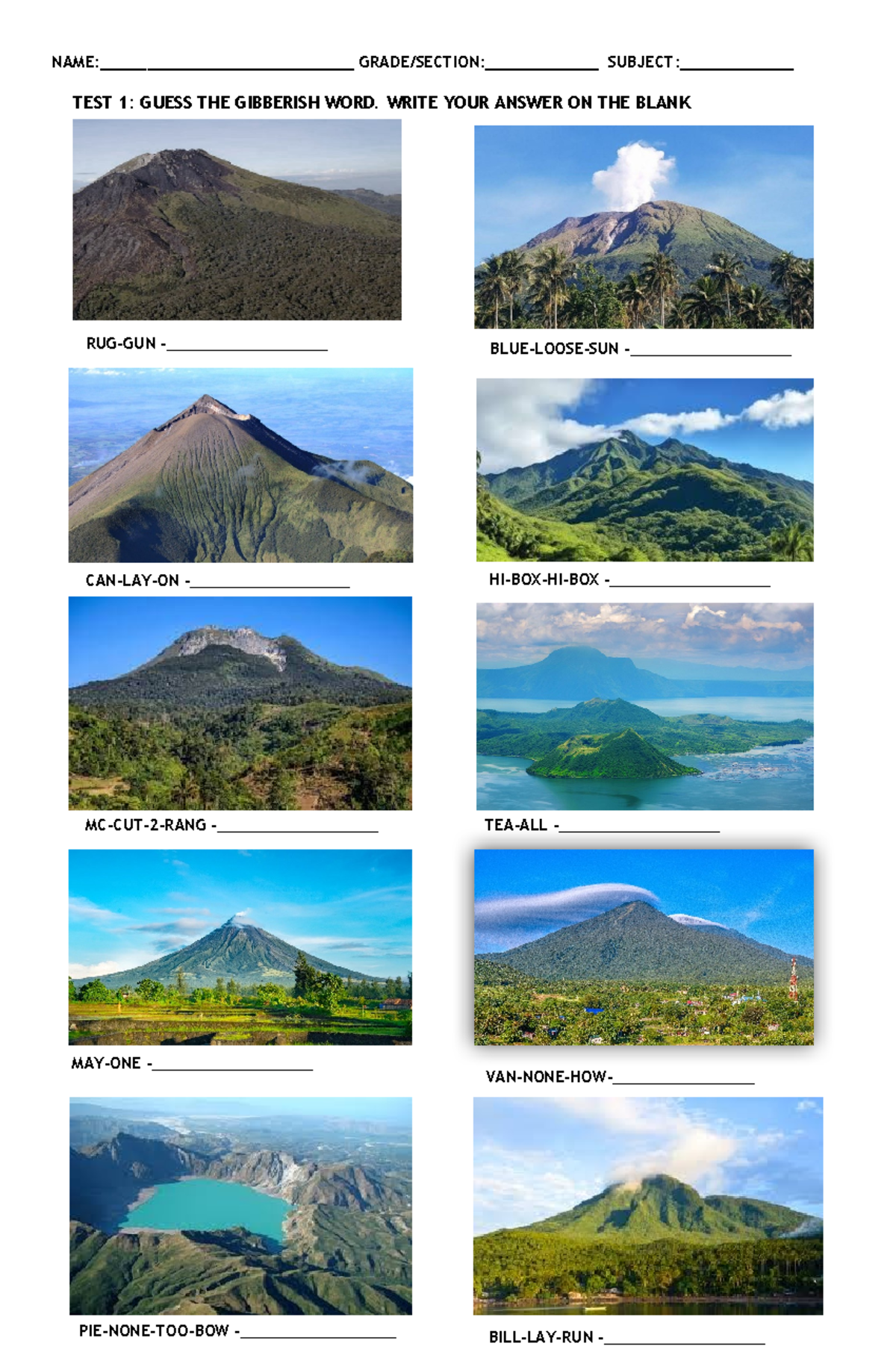 G9-S-QUIZ - ALL ABOUT PRACTICE MATERIALS FOR SCIENCE (VOLCANO ...