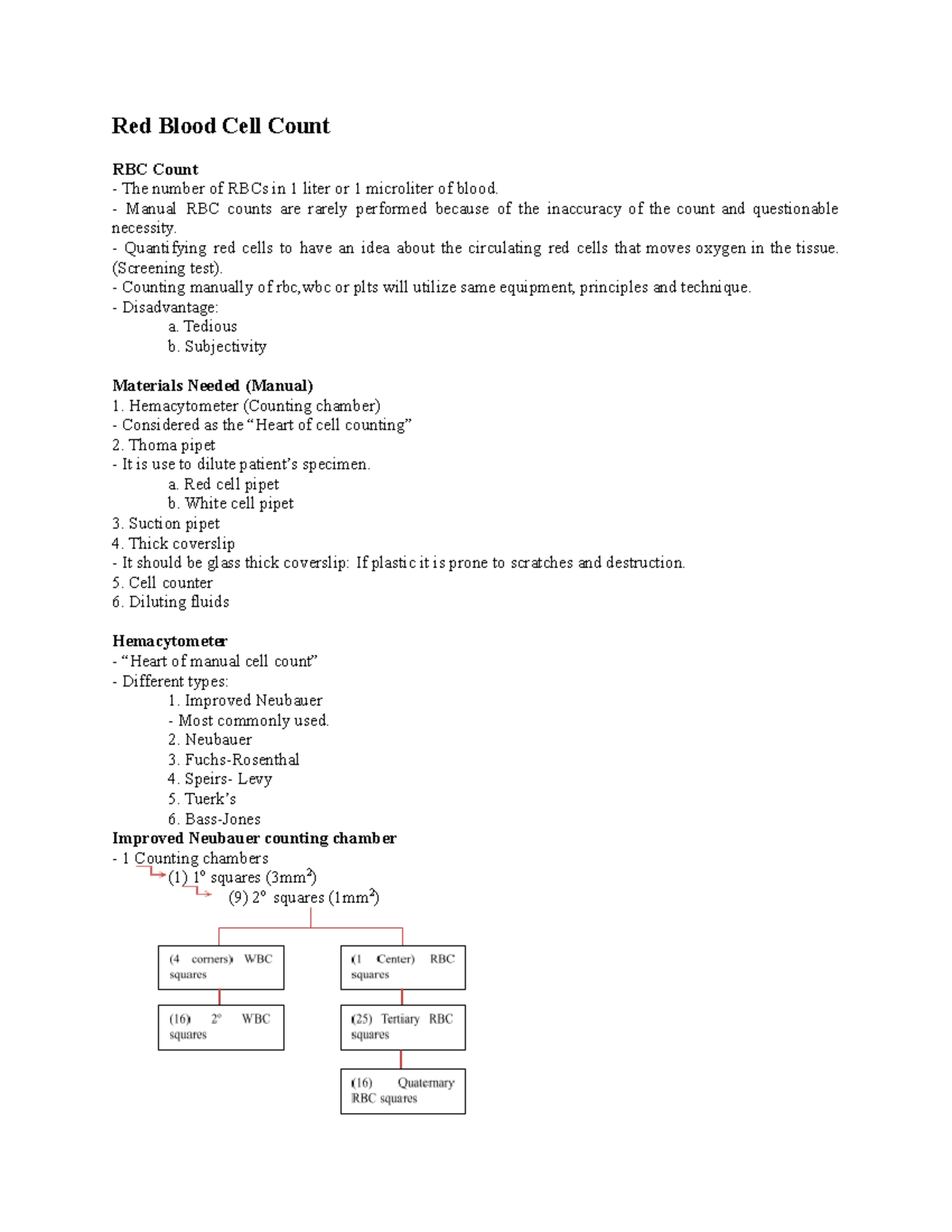 RBC Count Overview and Techniques: A Study Guide - Studocu