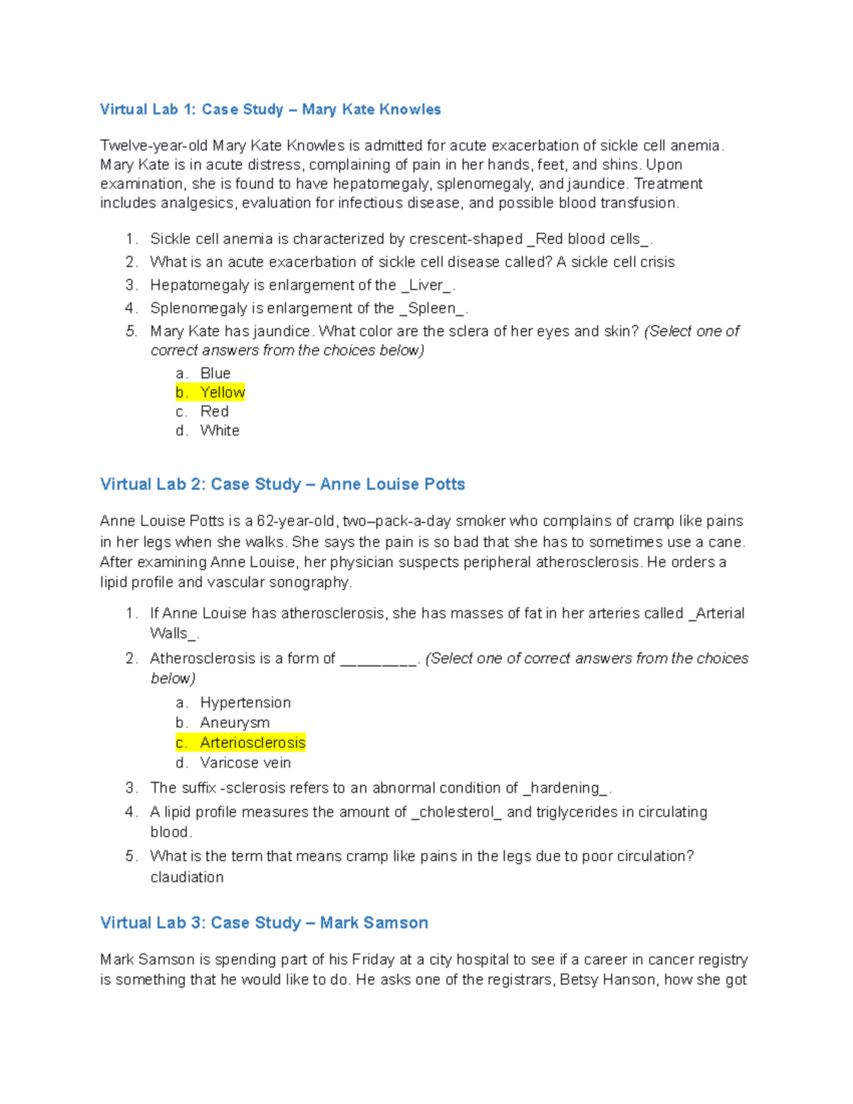 AHP105 Wk3 Virtual Lab - The lab work for the third week - Virtual Lab ...