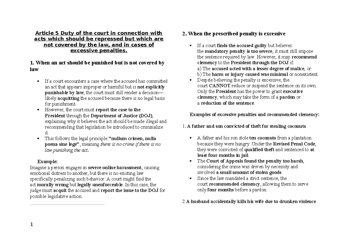 RPC Articles 5, 7, and 8: Simplified Overview and Key Principles - Studocu