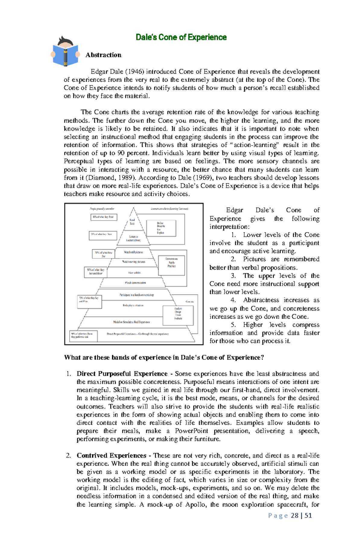Edgar Dale’s Cone of Experience - Abstraction Edgar Dale (1946 ...