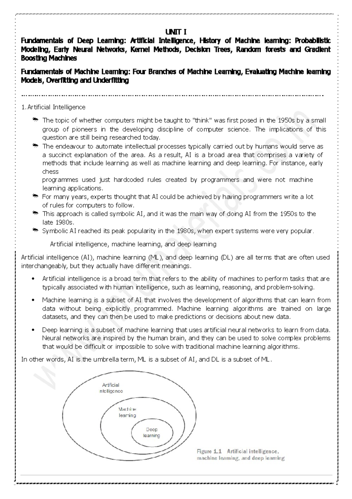 JNTUK R20 Final Exam Notes on Deep Learning Techniques - Unit I - Studocu