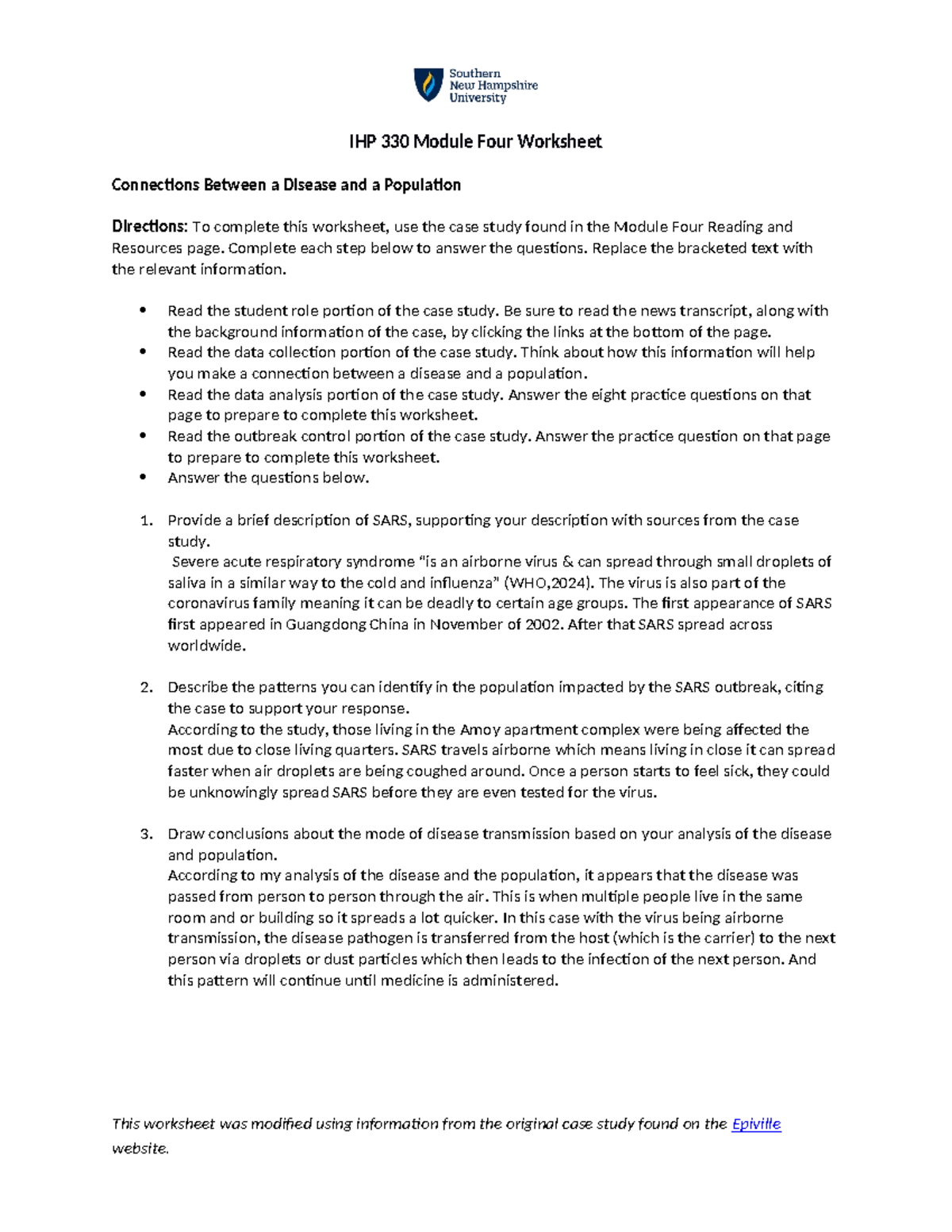 IHP 330 Module Four Worksheet - IHP 330 Module Four Worksheet ...