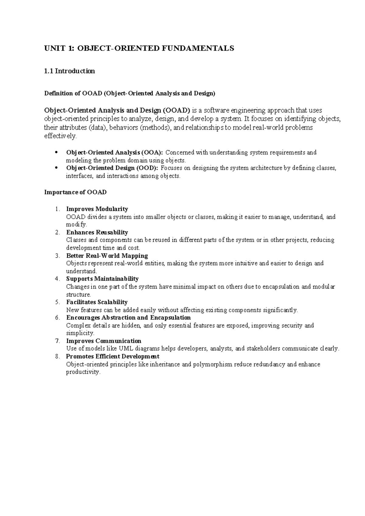 Chapter 1: Fundamentals of Object-Oriented Analysis and Design (OOAD ...