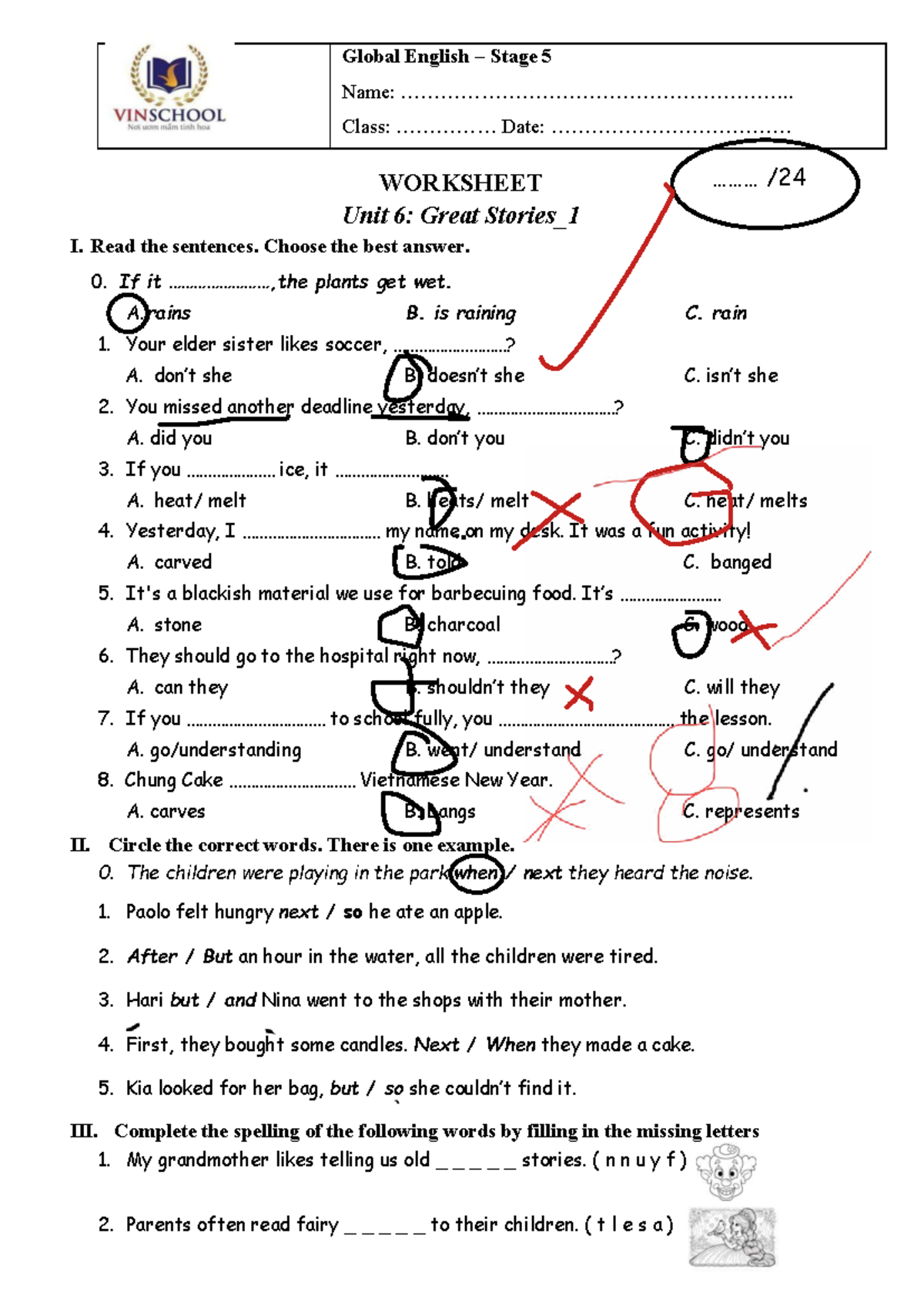 S5.W19.U6 - Great Stories Worksheet and Activities - Studocu