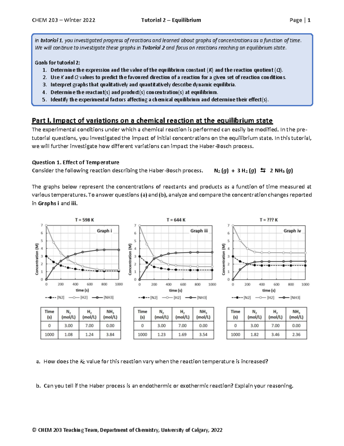Tutorial 2 - Practice Questions - CHEM 203 - UCalgary - Studocu