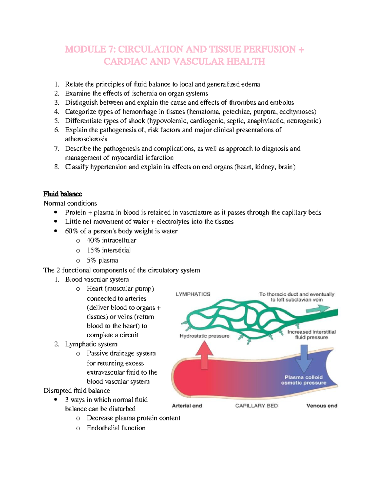 Module 7 - MODULE 7: CIRCULATION AND TISSUE PERFUSION + CARDIAC AND ...