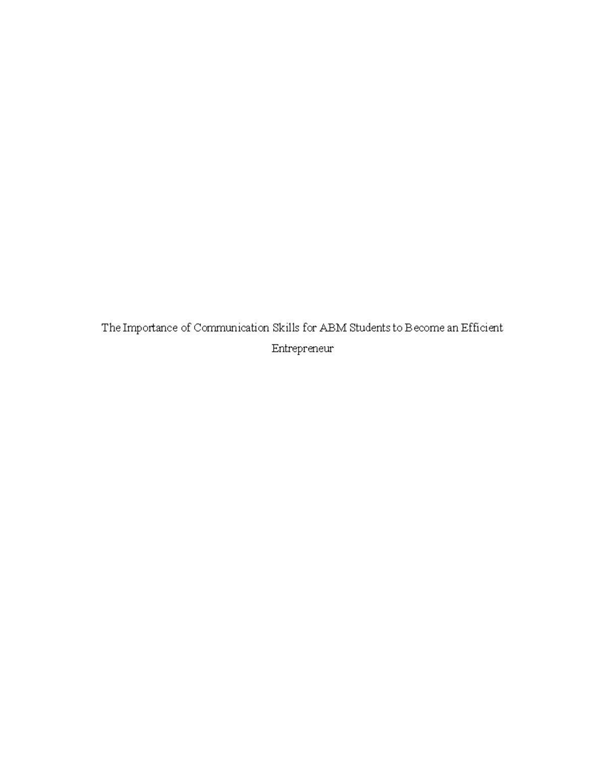 ABM Survey Questions on Communication Skills for Entrepreneurs - Studocu
